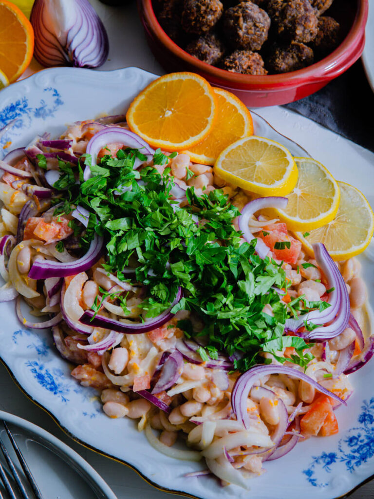 Healthy Piyaz Recipe - White Bean Salad Mediterranean Style